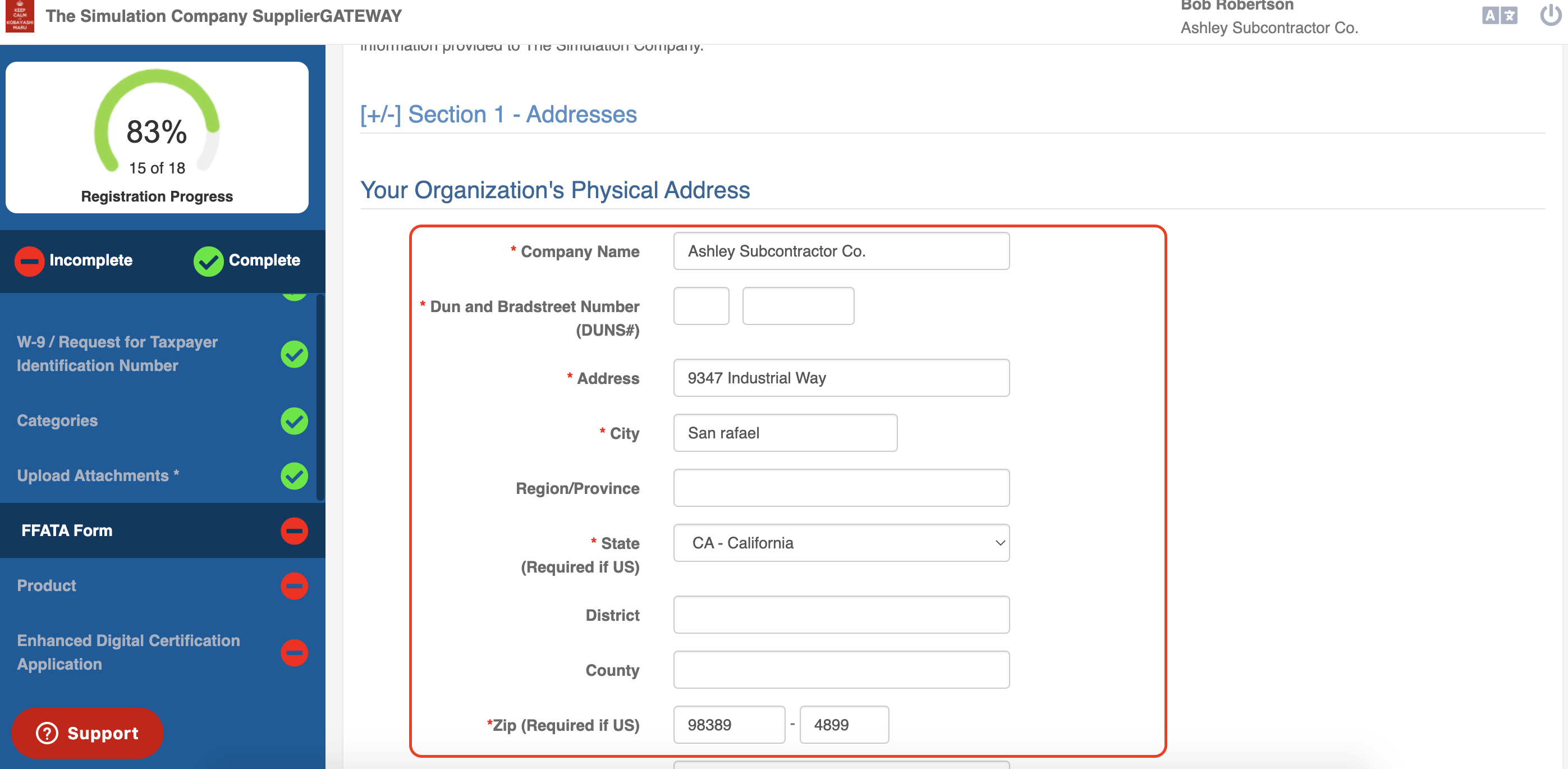 Supplier Registration - FFATA Form – SupplierGATEWAY Support Center